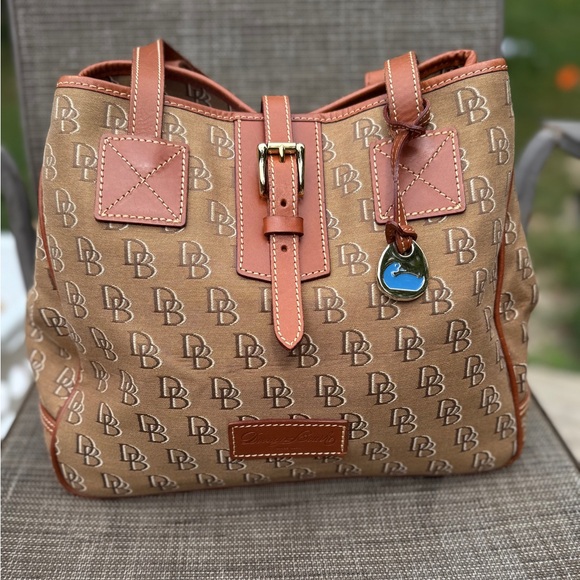 Dooney & Bourke | Bags | Dooney Bourke Brown And Tan Logo Tote | Poshmark